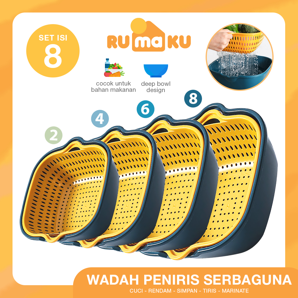 Jual Rumaku Keranjang Baskom Peniris Cuci Sayur Buah Saringan Serbaguna ...