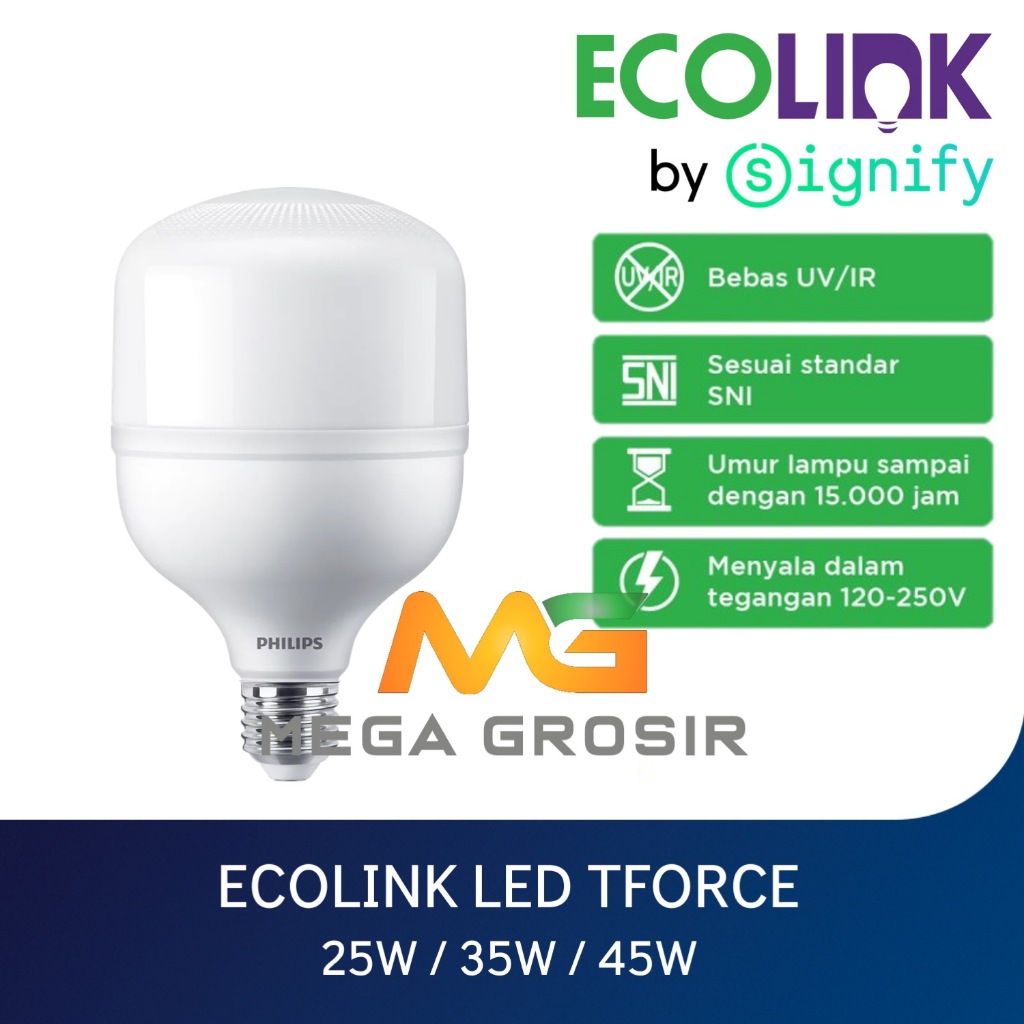 Jual ECOLINK Lampu LED TForce 25W 35W 45W Putih - Bohlam Hemat Energi ...