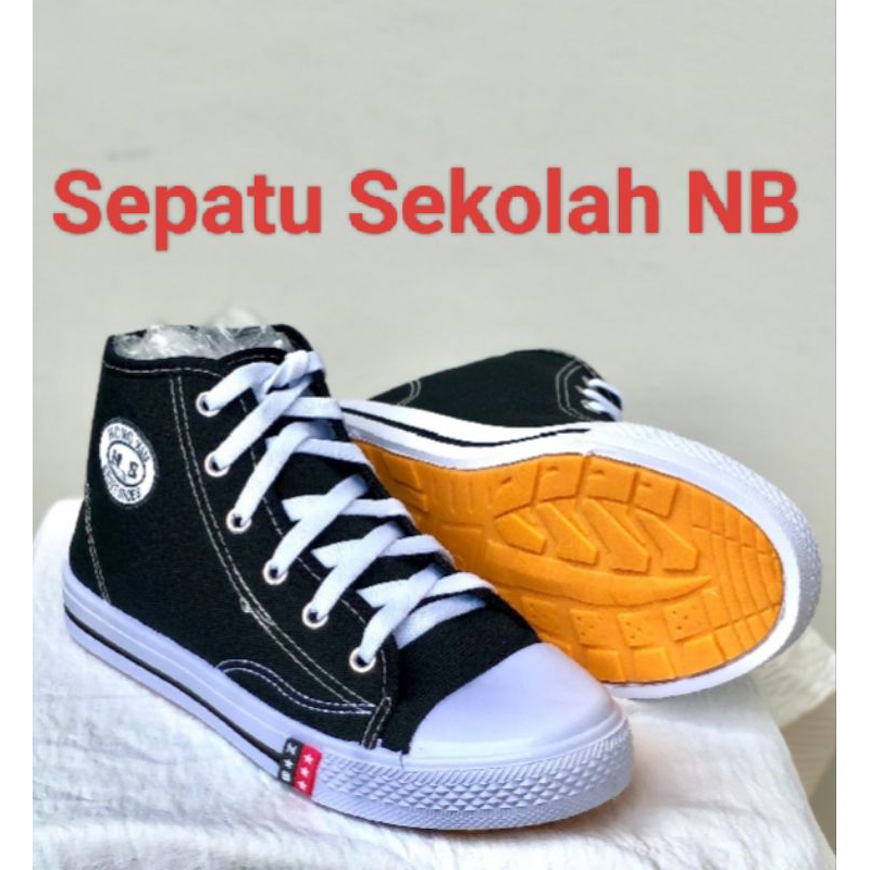 Jual Sepatu sekolah NB kanvas hitam TK,SD, SMP, SMA hitam pria dan ...