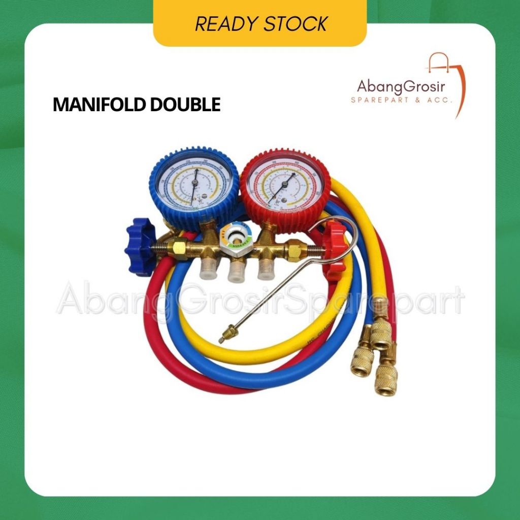 Jual Manifold Double Multi SET Selang/Alat Ukur Tekanan Freon R22-410 ...