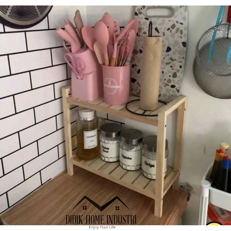 Jual Rak KOREA Rak Bumbu Dapur 2 Tingkat Model Aesthetic | Shopee Indonesia