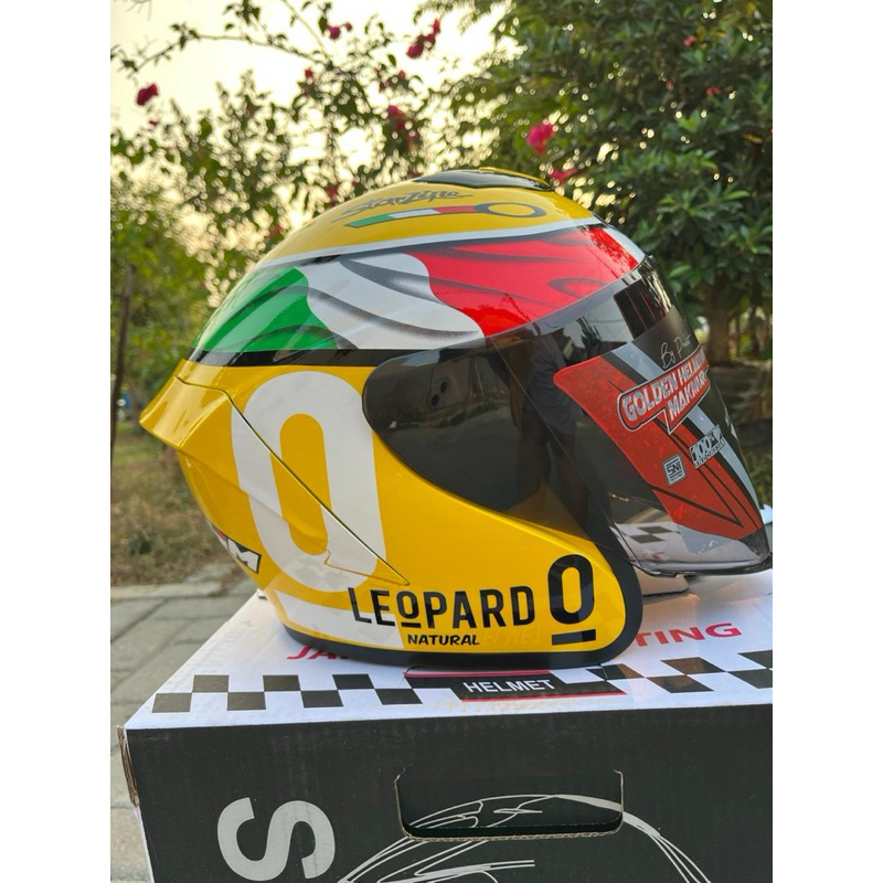 Jual Helm ghmkenzo motif new leopard kaca clear dan dan smoke | Shopee ...