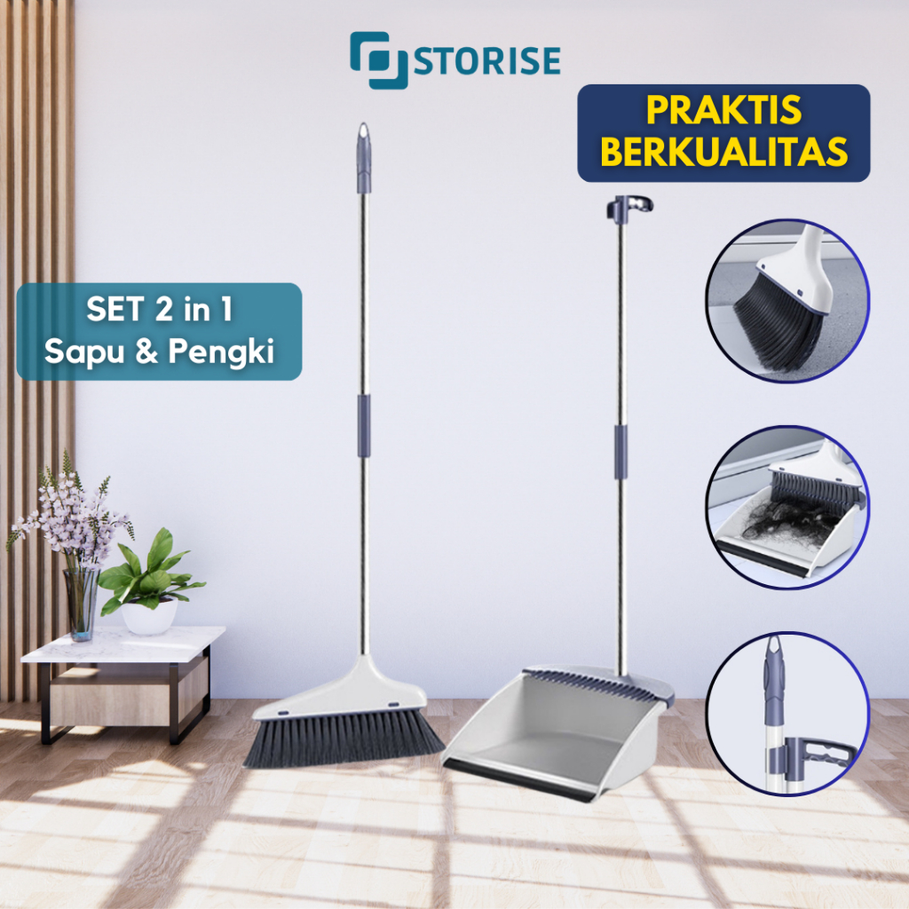 Jual STORISE Set Sapu Pengki Alat Pembersih Lantai Broom Set Dustpan ...