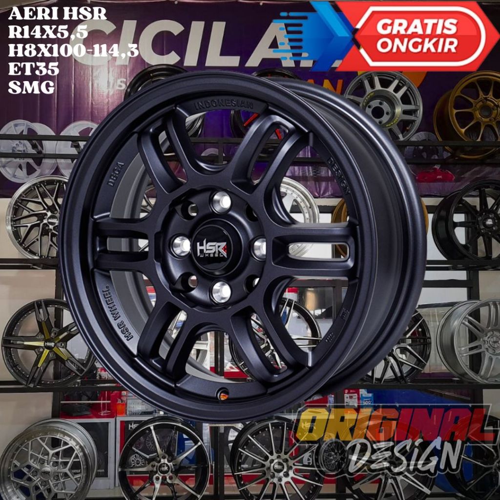 Jual Velg Mobil Ring 14 HSR AERI R14 LEBAR 5,5 LOBANG BAUT 4 ET35 GREY ...