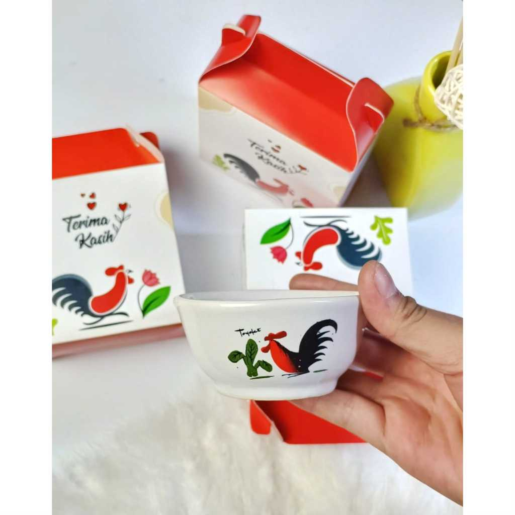 Jual Souvenir Mangkok Ayam Jago Mini Kemas Box tanpa sablon nama ...