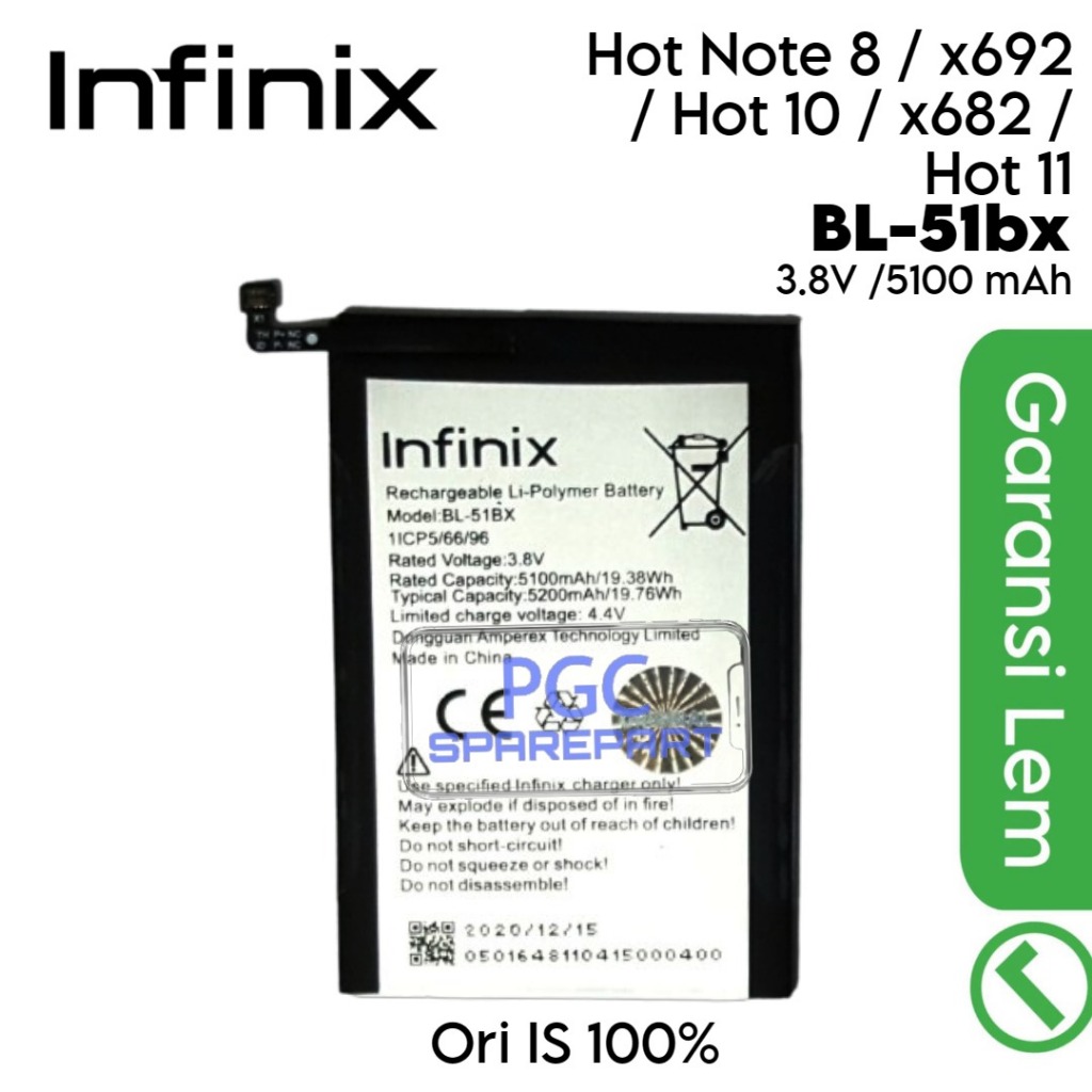 Jual Baterai BL-51BX / BL51X / Infinix Note 8 / Hot 10 / Hot 11 / X692 ...