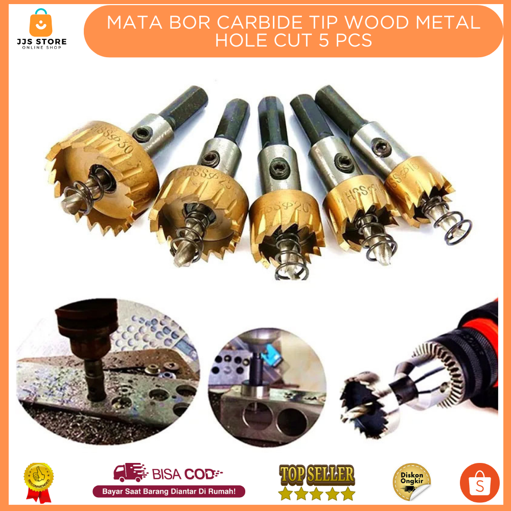 Jual Mata Bor Carbide Tip Wood Metal Hole Cut 5 PCS 16-30 mm / Hole Saw ...