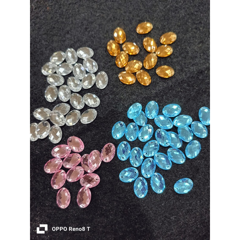 Jual (Per Pack Isi 6 pcs) Manik Payet / Diamond Oval ukuran 15mmx 10mm ...