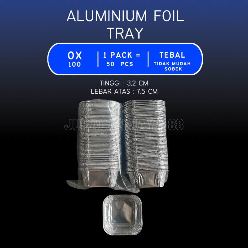 Jual (50 PCS) Aluminium Foil Tray Cup OX 100 (BADAN SAJA) untuk Macaroni Schotel Pastel Tutup ...