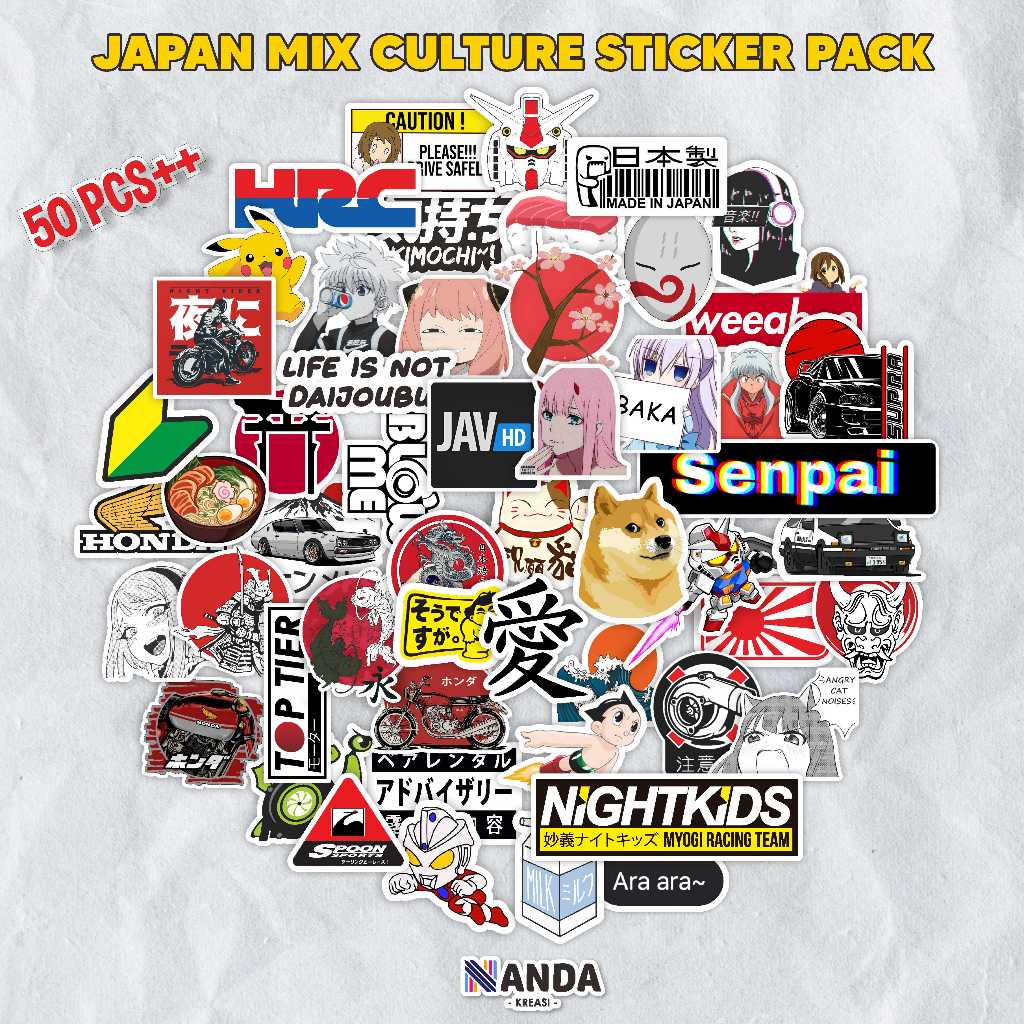 Jual [53 Pcs] Sticker Koper / Tumblr - Tema Jepang Mix Vinyl Cutting ...