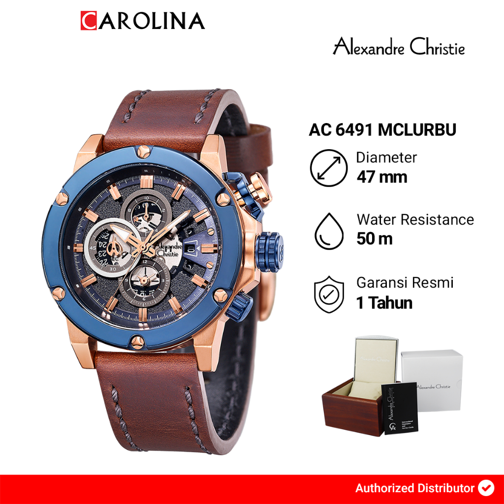 Jual Jam Tangan Pria Alexandre Christie Chronograph AC 6491 MCLURBU ...