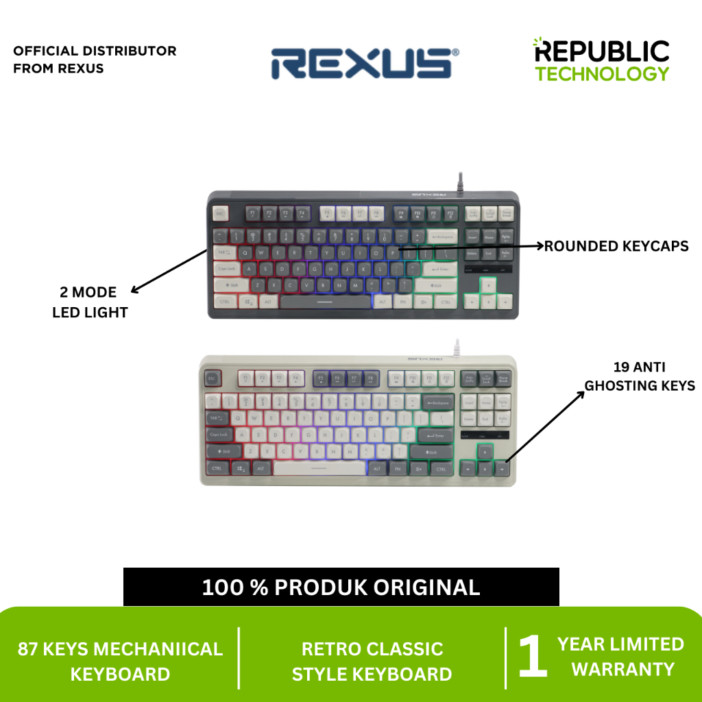 Jual REXUS Keyboard Gaming Battlefire K87M | Shopee Indonesia