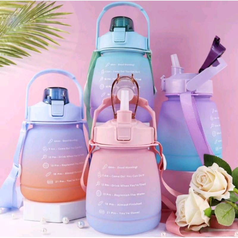 Jual Botol Viral 2L Botol Minum Sedotan Bebas BPA - Free Stiker Random ...