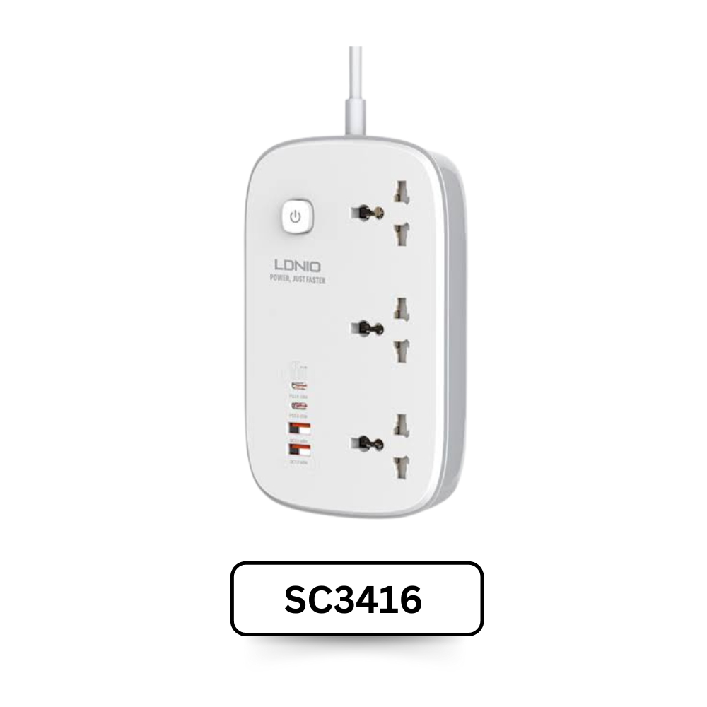 Jual LDNIO Power Strip 3 Socket SE3436 3250W 4 USB 65W GaN Charger ...