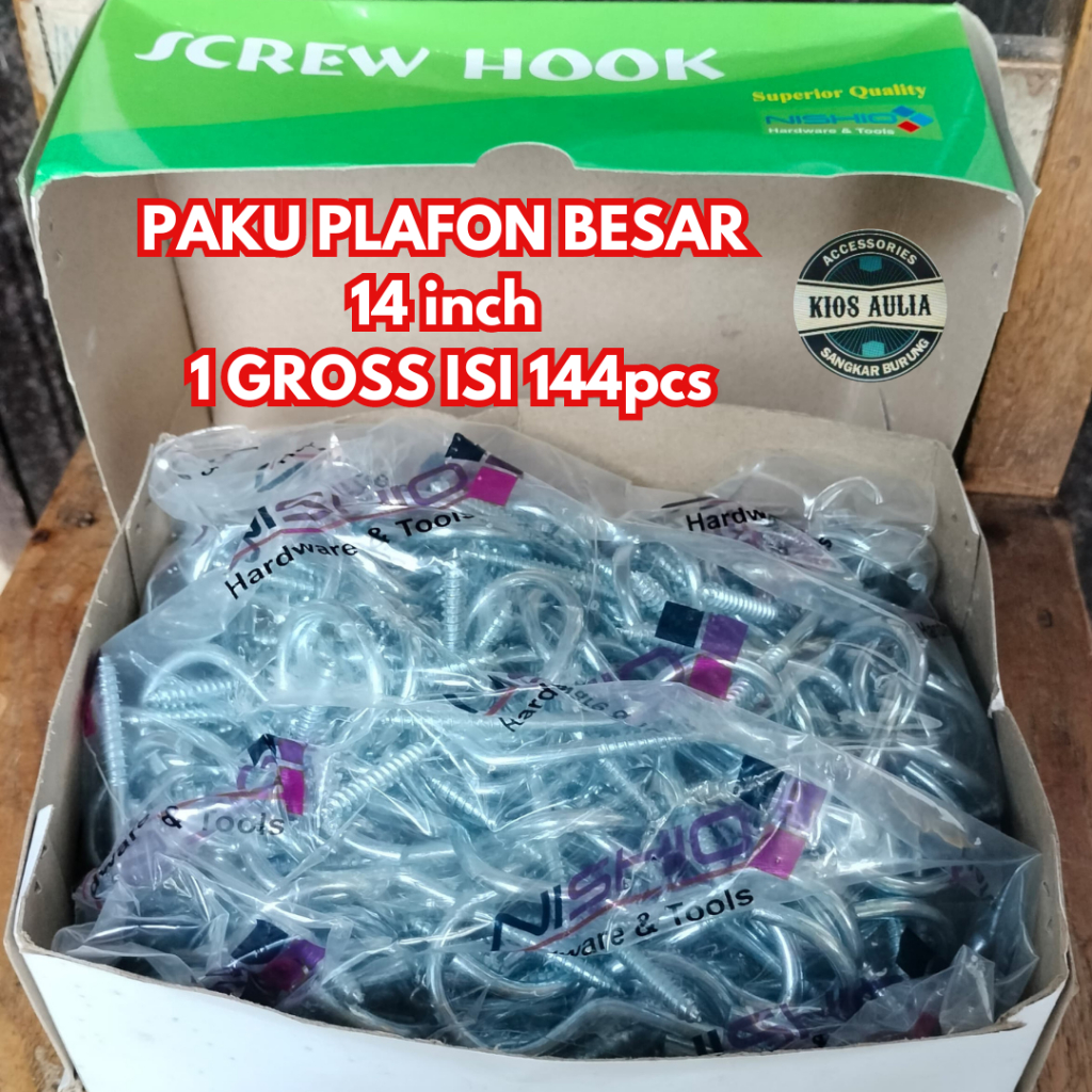 Jual 1 GROSS GANTUNGAN PAKU PLAFON UKURAN BESAR 14inch SCREW HOOK ...