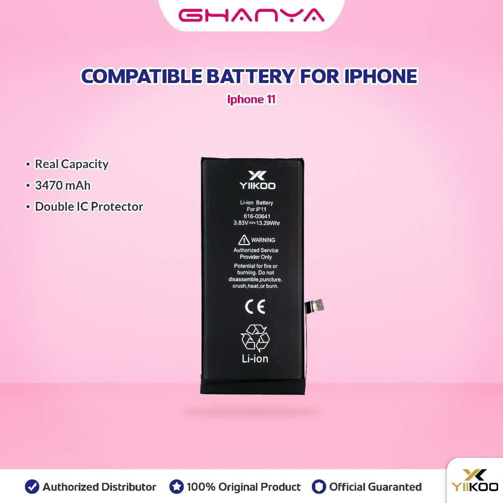 Jual YIIKOO Baterai Iphone 11 High Capacity Battery Batre Batrai Dual ...