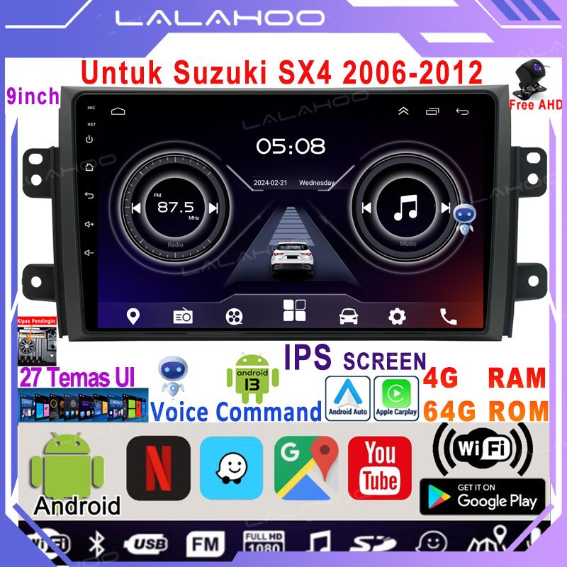 Jual Suzuki SX4 2006-2012【Ada Kipas Pendingin】9 Inch 6G+64G Android 13 Head Unit/Termasuk Frame ...