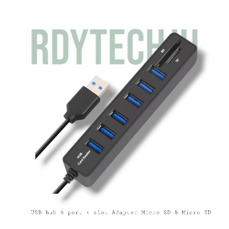 Jual USB hub 6 port Combo Card Reader 2 in 1 USB hub 2.0 terminal USB ...