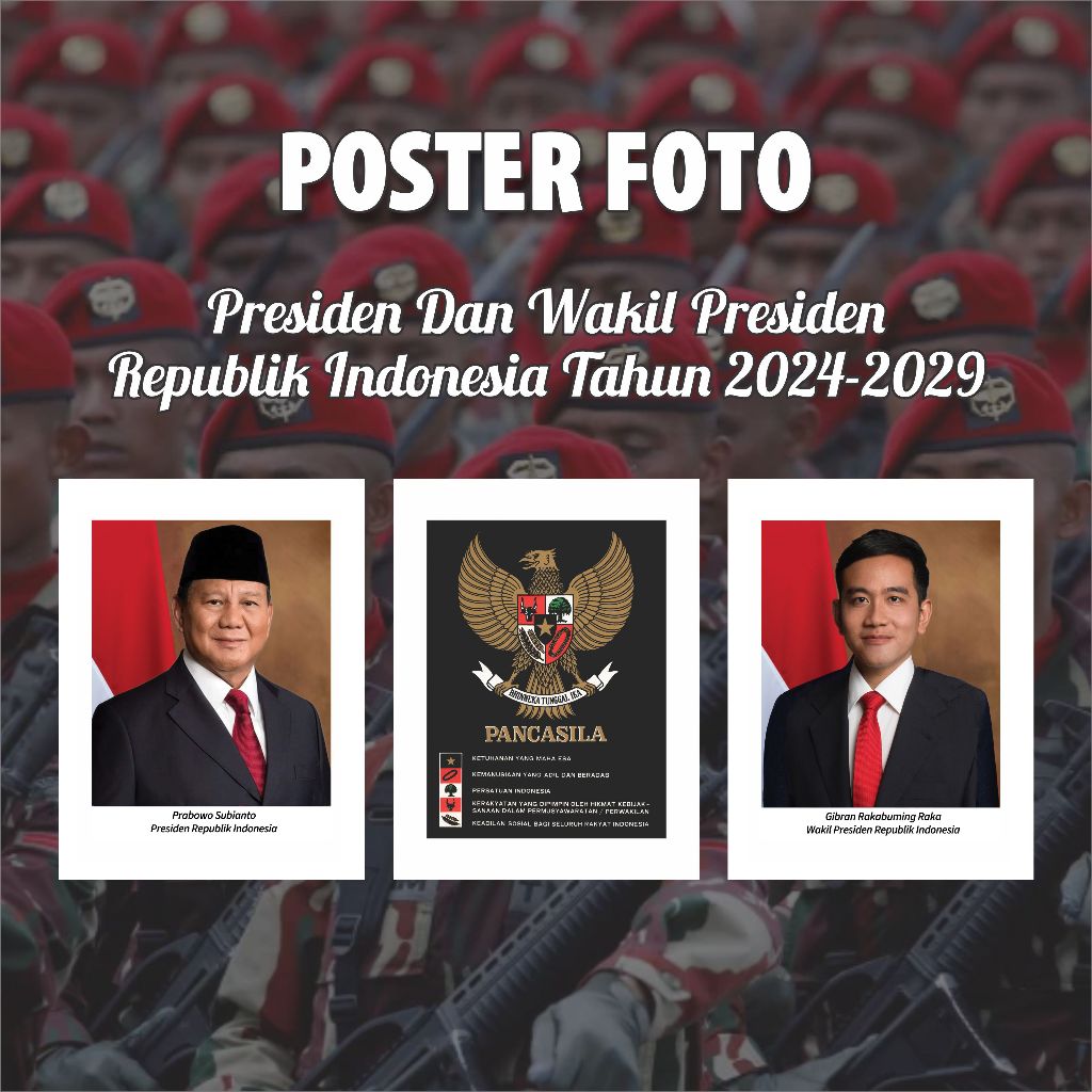 Jual Poster Foto Presiden dan Wakil Presiden 2024-2029 Prabowo Gibran | Shopee Indonesia