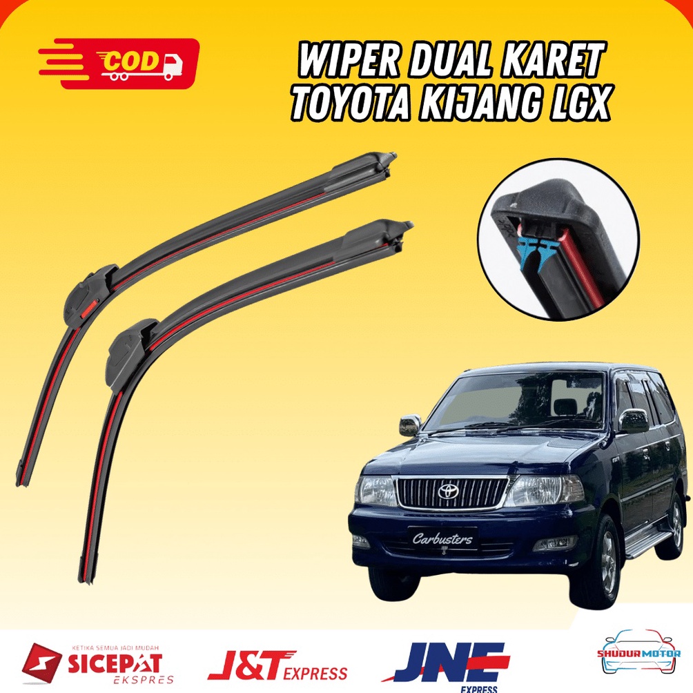Jual Wiper Dual Blade Toyota Kijang LGX Wiper 2 Lapis Karet Frameless Model Karet Ganda Double ...