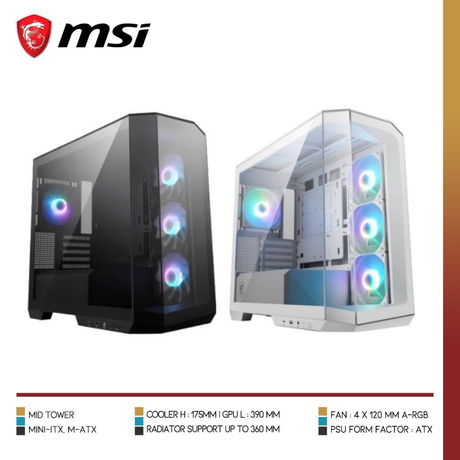 Jual CASING MSI MAG PANO M100R PZ BLACK WHITE PC GAMING CASE | Shopee ...