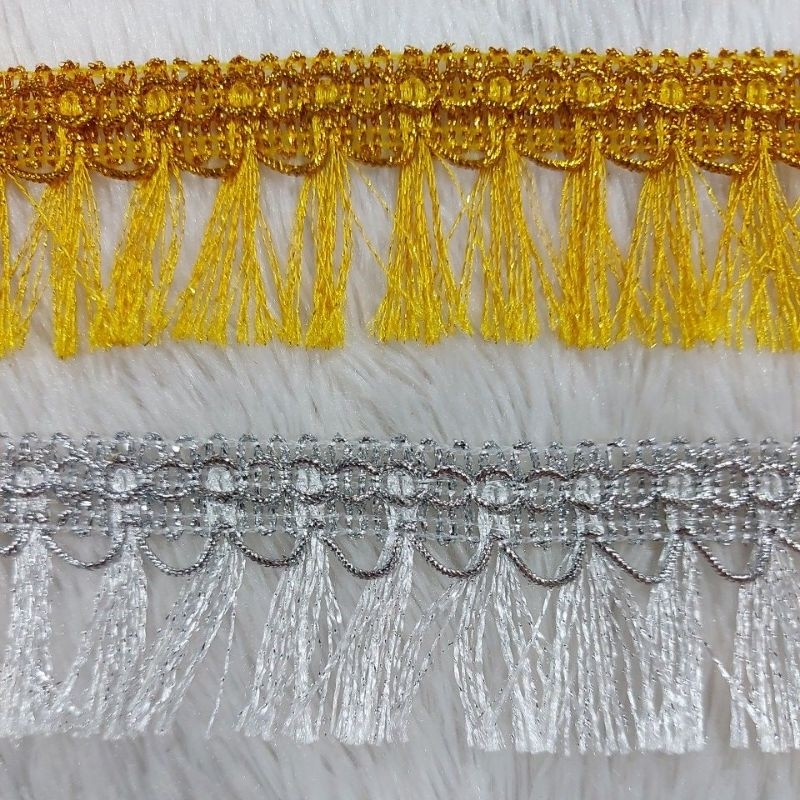 Jual Rumbai Songket Mas Silver Lebar 4cm METERAN | Shopee Indonesia