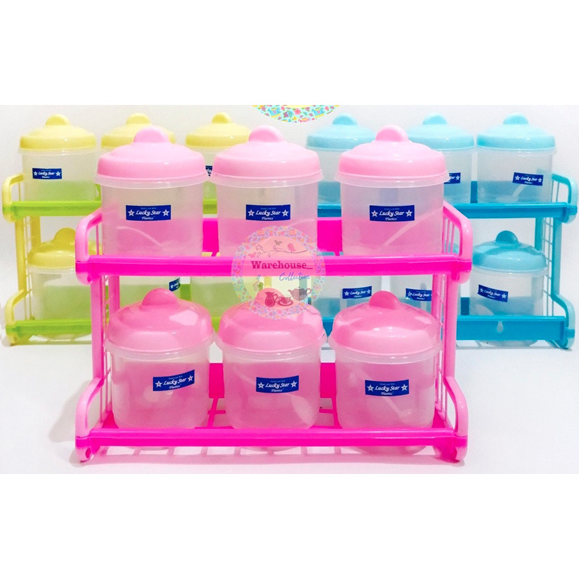 Jual Rak Bumbu Summy 2 tingkat lucky star/ kitchen set summy isi 6 ...