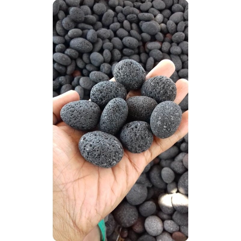 Jual Batu koral hitam 1kg/Batu kali/Batu lava/Batu taman/Batu brojol ...