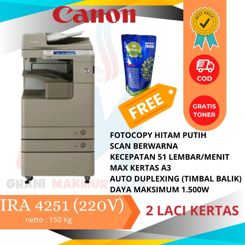 Jual MESIN FOTOCOPY CANON IRA 4251 IMPORT EROPA (220V) | Shopee Indonesia