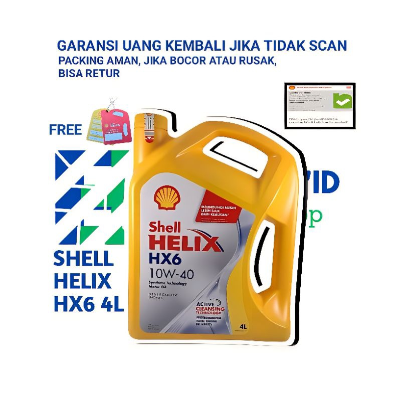 Jual oli mesin mobil shell helix hx6 10w-40 4 liter original barcode ...