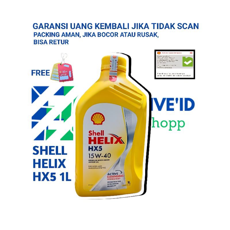 Jual OLI SHELL HELIX HX5 15W-40 1L ORIGINAL BARCODE HIJAU OLI MOBIL ...