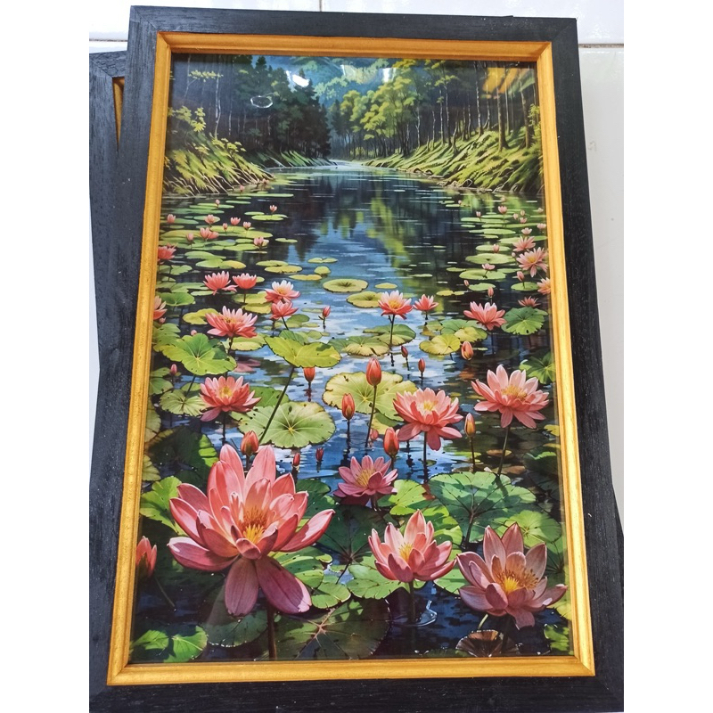 Jual Hiasan Dinding plus bingkai uk:35cm x 53cm Lukisan Cetak Bunga ...