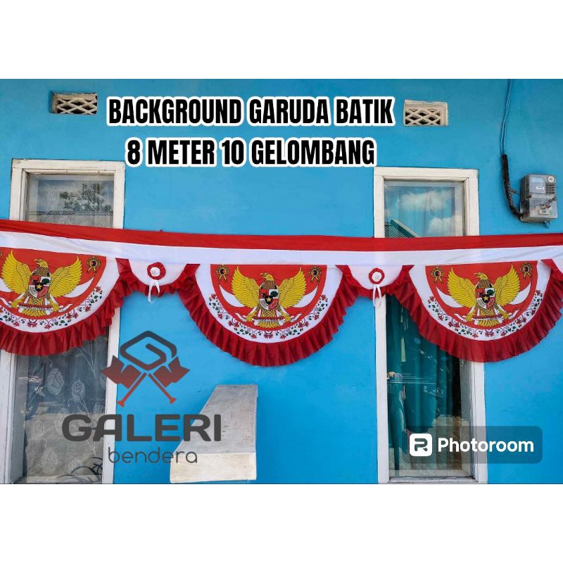 Jual UMBUL UMBUL GELOMBANG BENDERA BACKGROUND GARUDA BATIK 8 METER 10 ...
