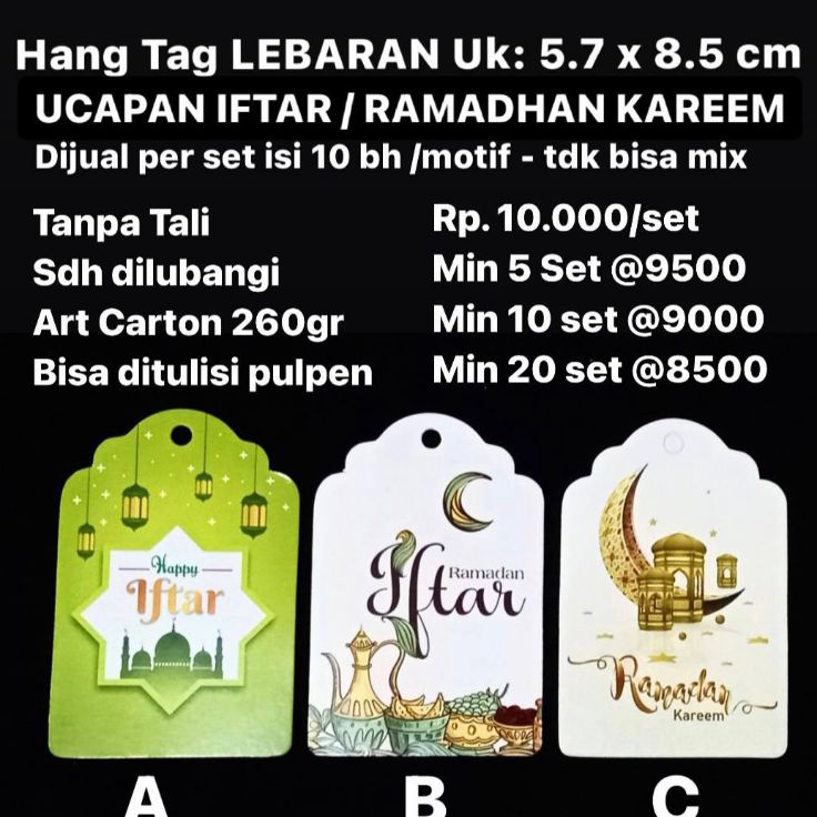 Jual New Sale Hang Tag Lebaran UCAPAN IFTAR RAMADHAN KAREEM Uk 57x85 cm ...
