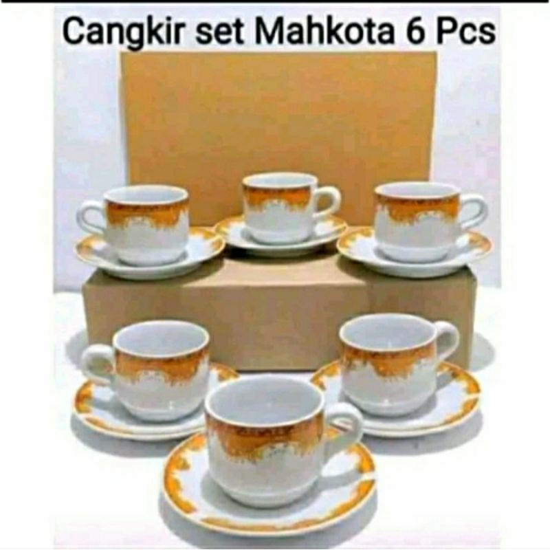 Jual cangkir set list gold cangkir set ukuran besar isi 6 set/ tea set ...