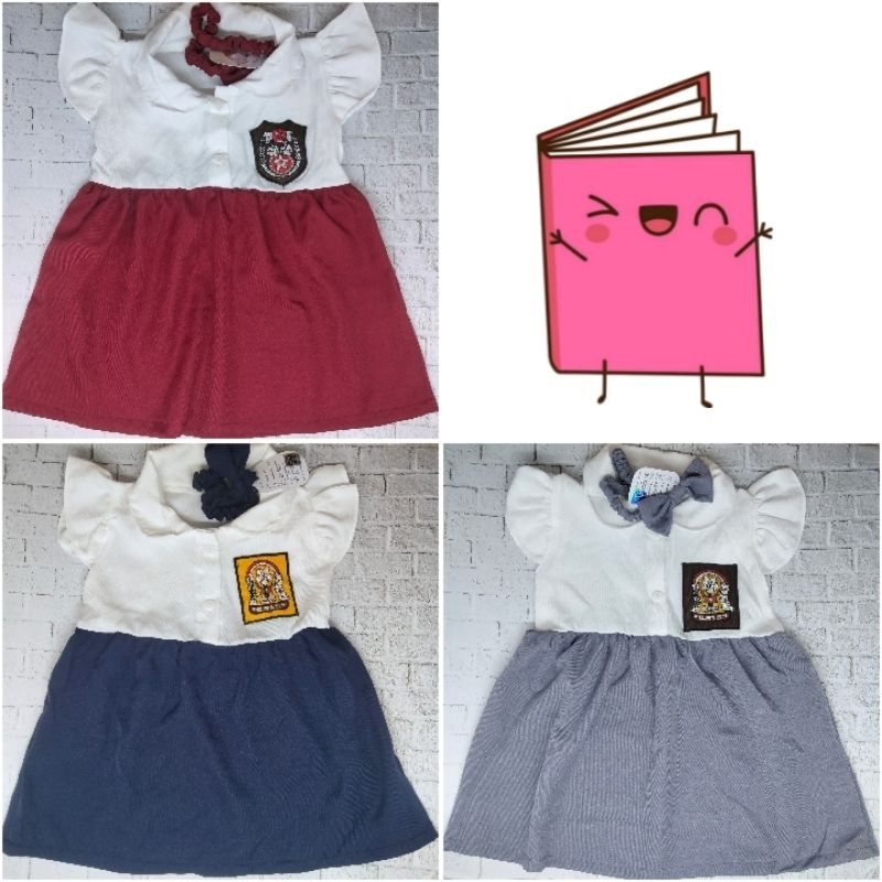 Jual Dress Bayi 3-12 Bulan Free Bandana Seragam Sekolah Kostum Baby ...