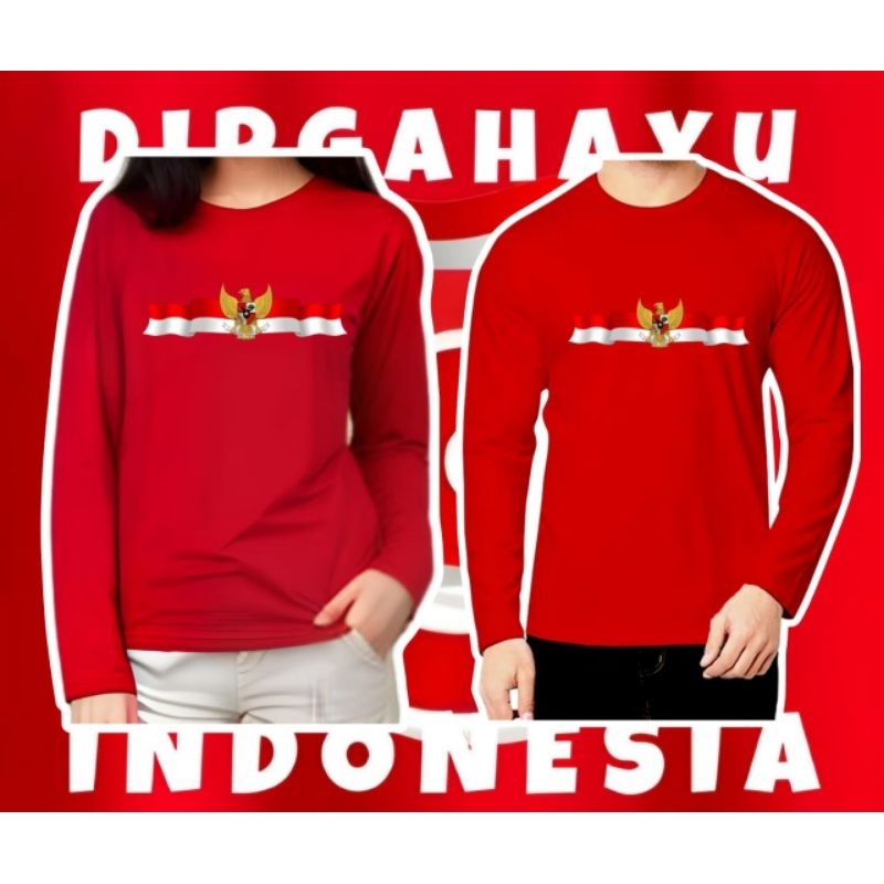 Jual Baju Kaos pria/wanita Edisi Agustusan Gambar Garuda Bendera Lengan Panjang Warna Merah ...