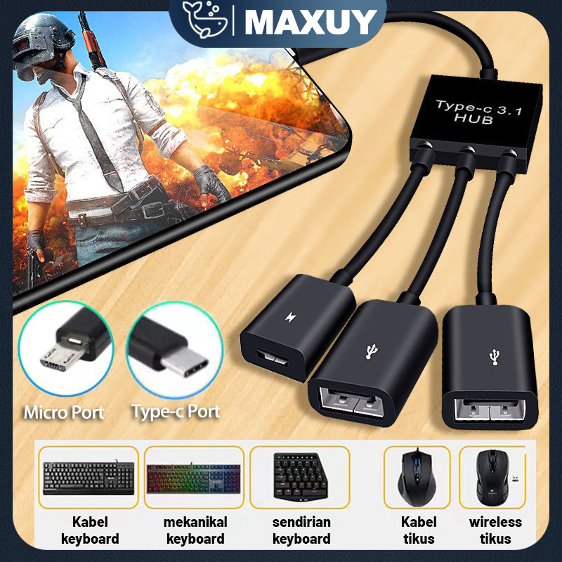 Jual MICRO OTG 3IN1 Otg Micro Usb TMDZ-Usb hub 3 Ports Micro Adapter ...