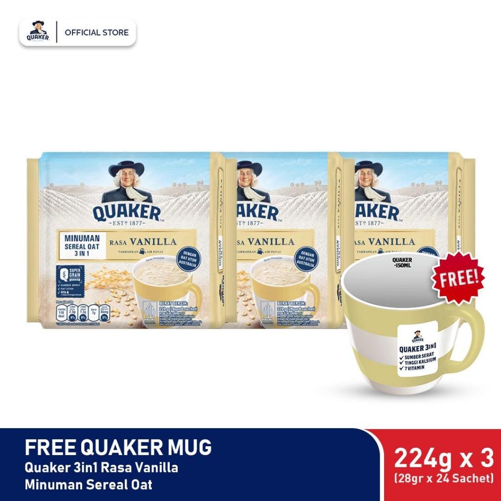 Jual Quaker 3in1 Vanilla Minuman Sereal Oat 224gr (24gr x 8 sachet ...