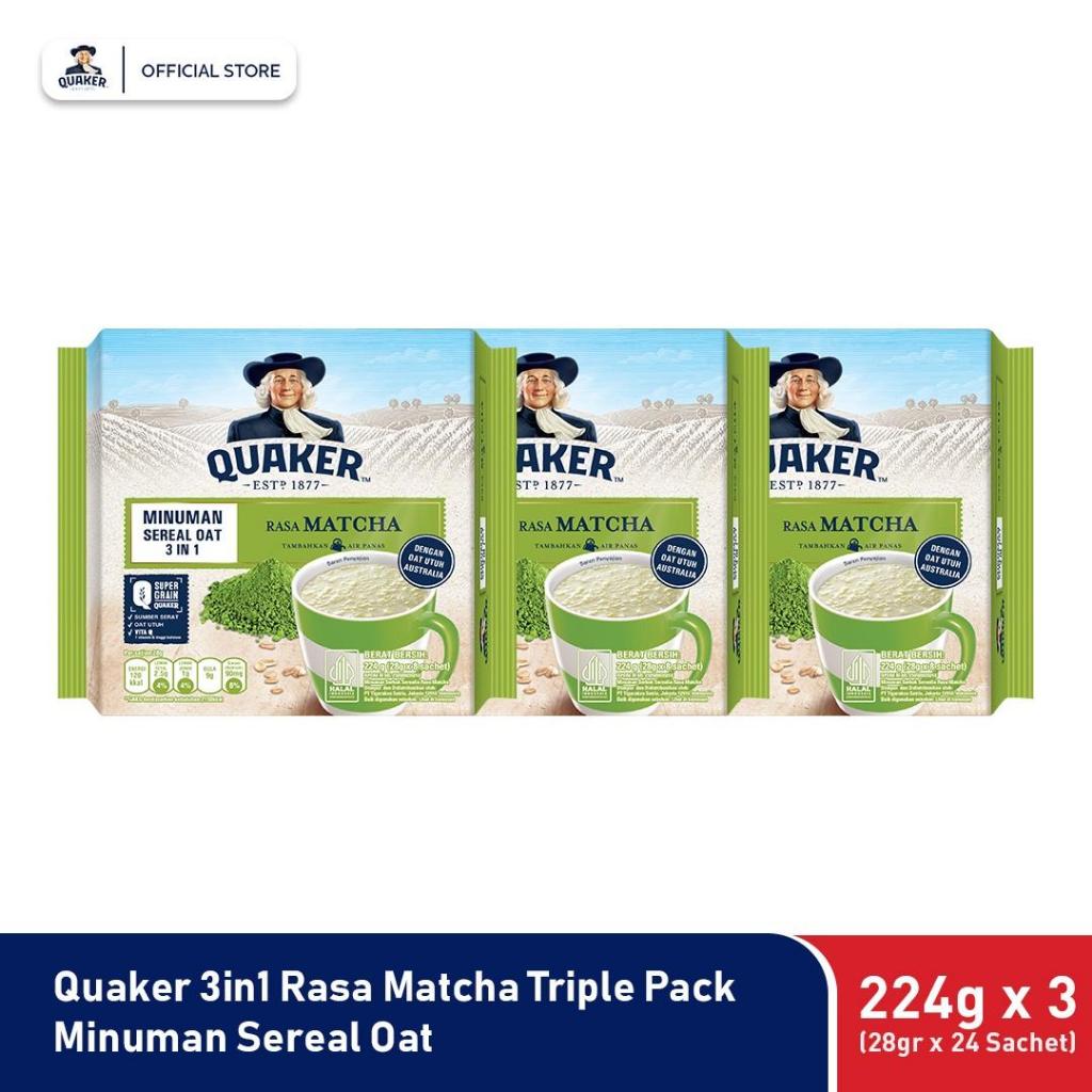 Jual Quaker 3in1 Matcha Minuman Sereal Oat 224gr (28gr x 8 sachet) x 3 ...