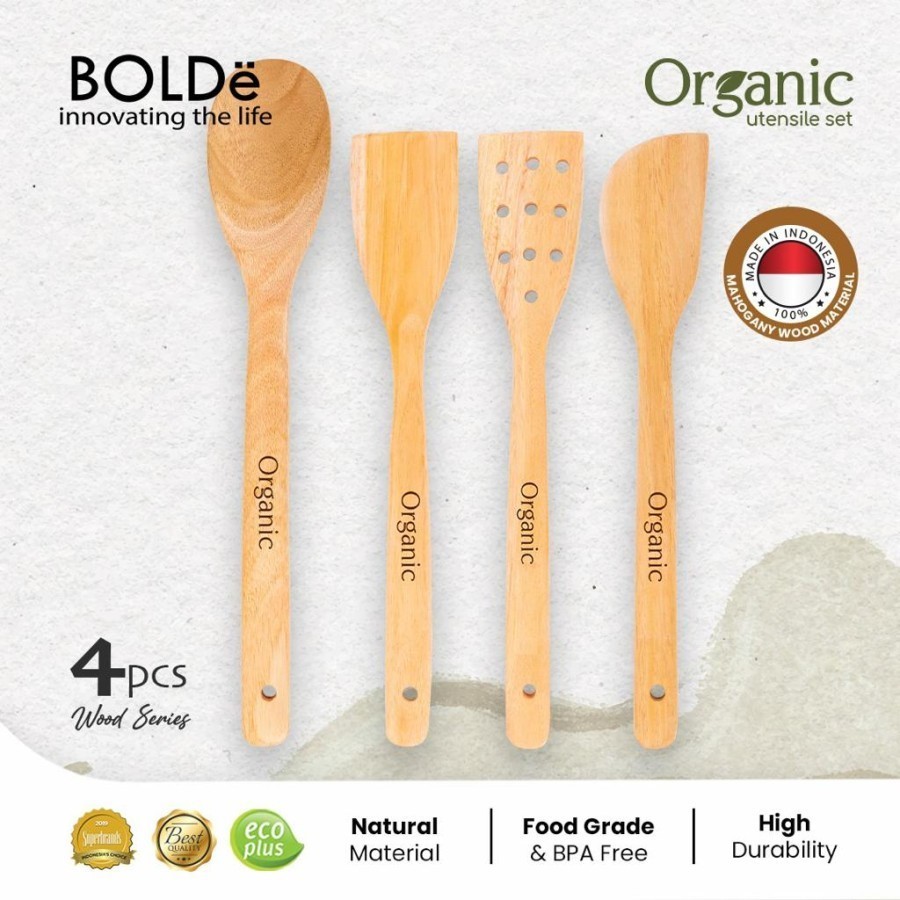 Jual BOLDE Organic Utensil Set 4 Pcs Wood Series Spatula Centong Kayu ...