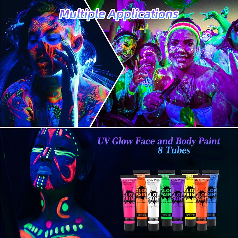 Jual 8PCS Glow in the Dark Face Paint Tubes - 10ml Cat Lukis Badan ...