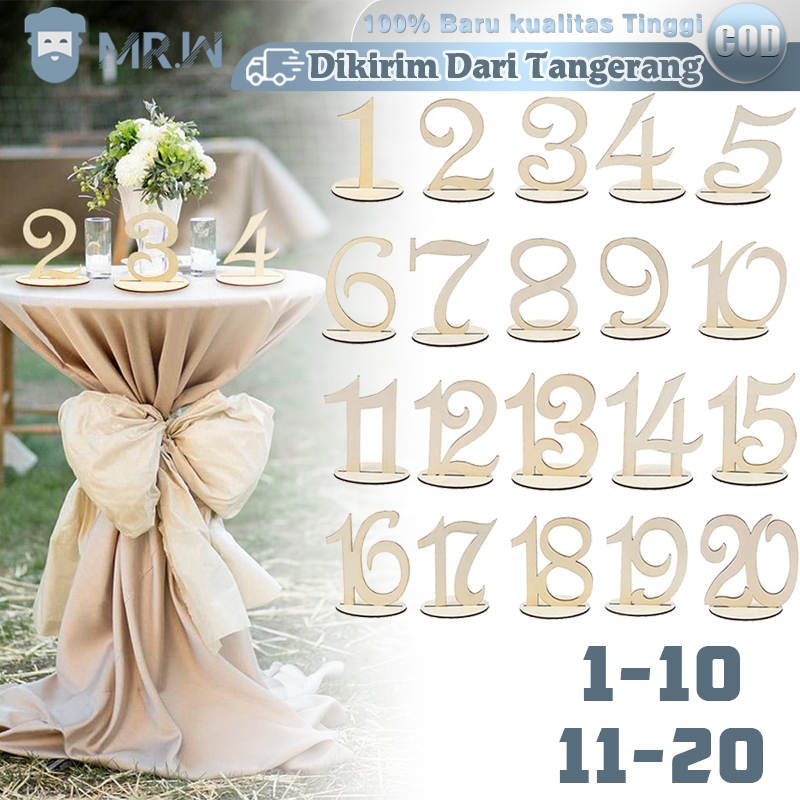 Jual 10pcs/Set Nomor Meja Cafe Table Number 1-20 Nomor Meja Kayu Table ...
