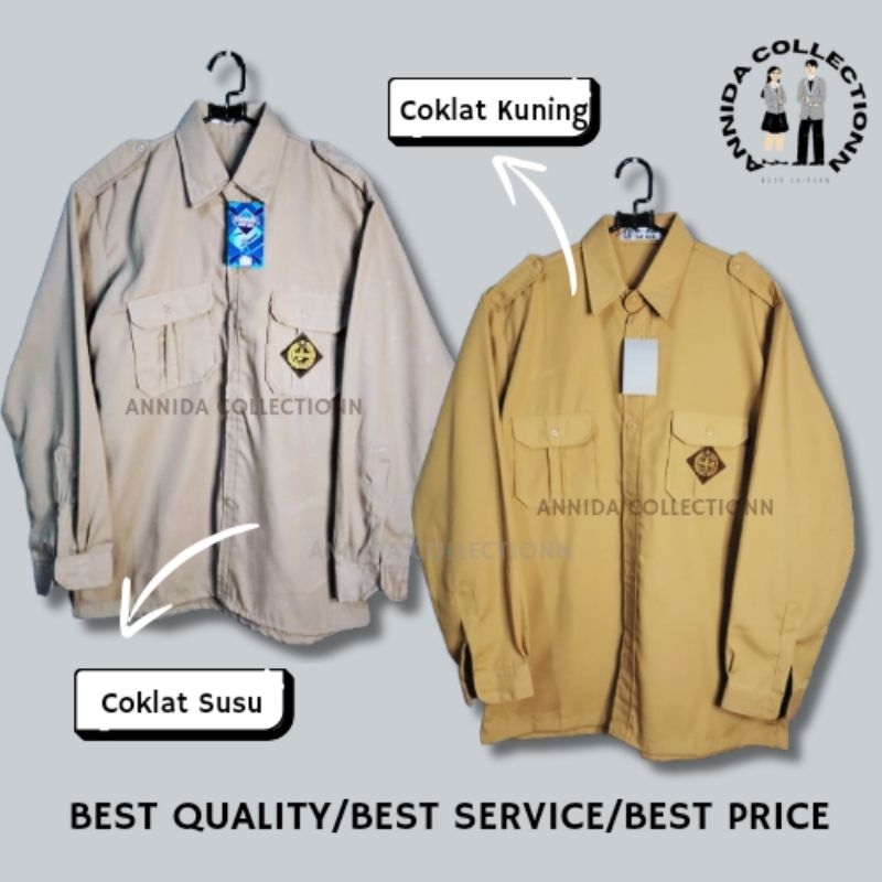 Jual Baju Seragam Sekolah Pramuka Penggalang Saku 2 atas Lengan Panjang SD/SMP/SMA | Shopee ...