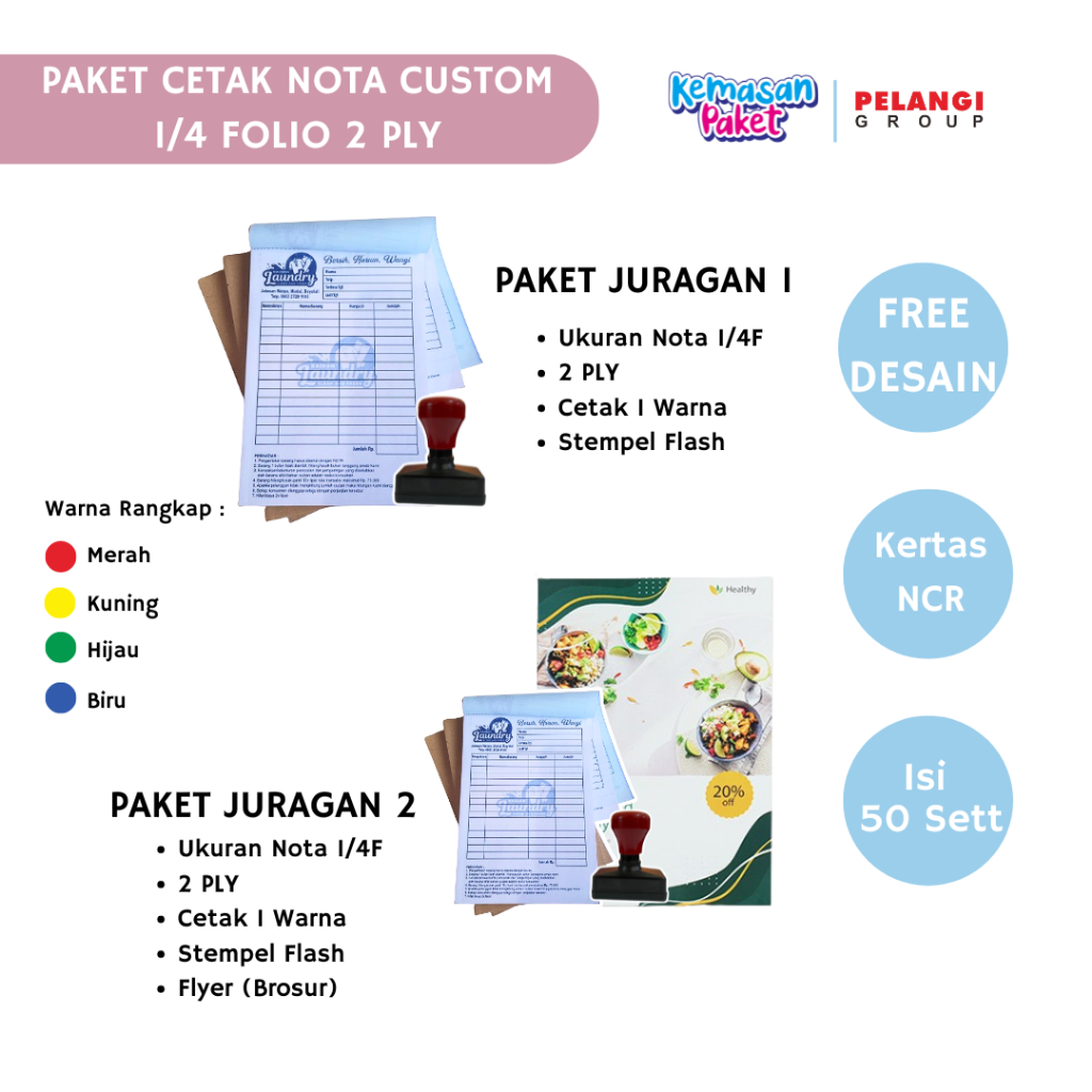 Jual CETAK NOTA CUSTOM PAKET UKURAN 1/4 FOLIO PAKET NOTA dan STEMPEL ...