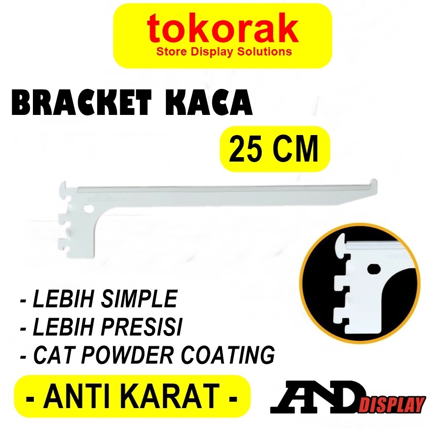 Jual BRACKET KACA 25 CM PUTIH DAUN BRAKET SIKU AMBALAN RAK DINDING 25CM ...