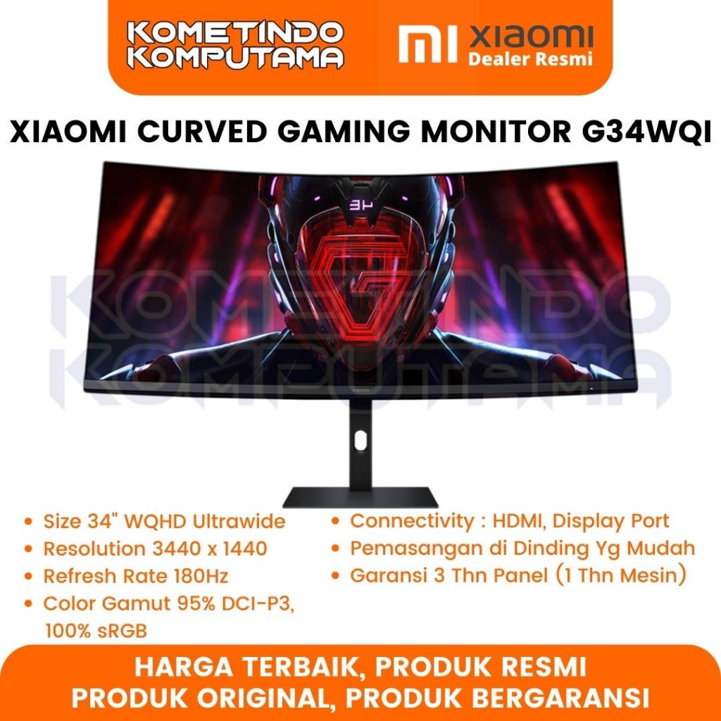 Jual G34WQi 34" Xiaomi Mi Curved Gaming Monitor WQHD UltraWide 180Hz 95 ...