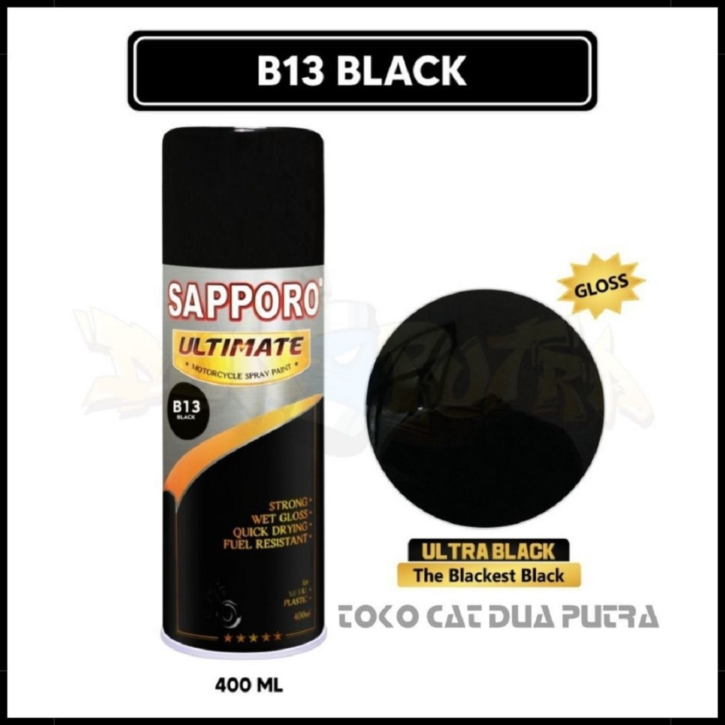 Jual Cat Semprot Sapporo Ultimate 400ml B13 Black Gloss | Shopee Indonesia