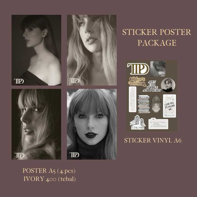 Jual POSTER STICKER PACK TAYLOR SWIFT TORTURED POETS DEPARTMENT TTPD ...