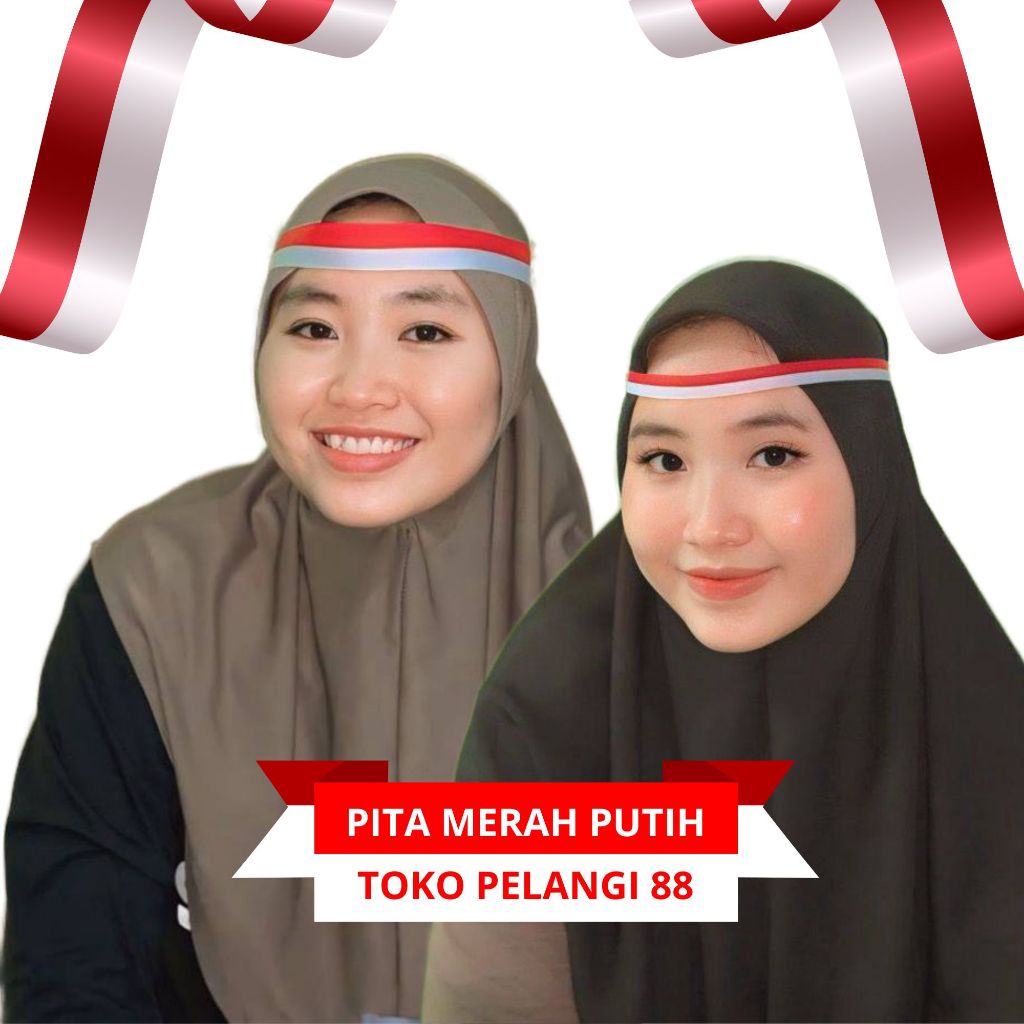 Jual Ikat Kepala Pita Merah Putih Panjang 1meter | Shopee Indonesia